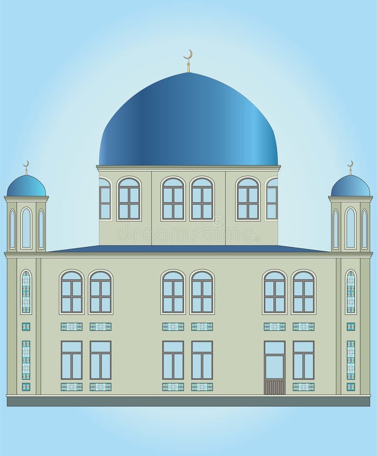 Islamic Mosque and Blue Dome, Portal Stock Illustration - Illustration ...