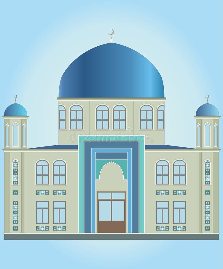 Islamic Mosque and Blue Dome, Portal Stock Illustration - Illustration ...