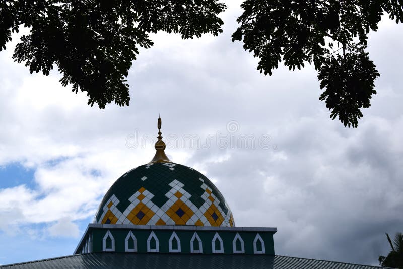 Islamic Mosque and Blue Sky Stock Image - Image of angle, construction ...