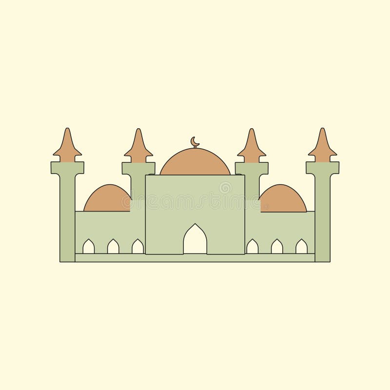 Islamic Mosque Building Flat Illustration Stock Vector - Illustration ...