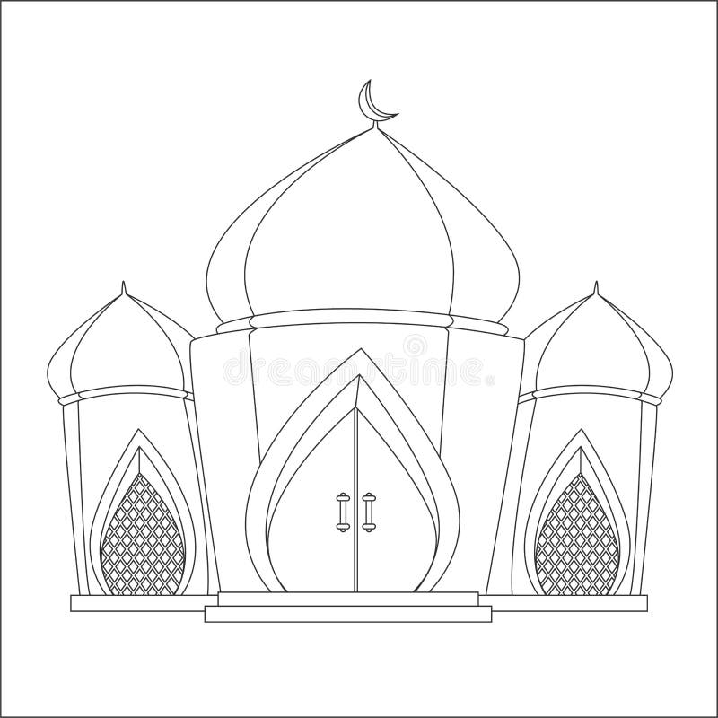 Islamic Mosque Coloring Page Vector Stock Vector - Illustration of holy ...
