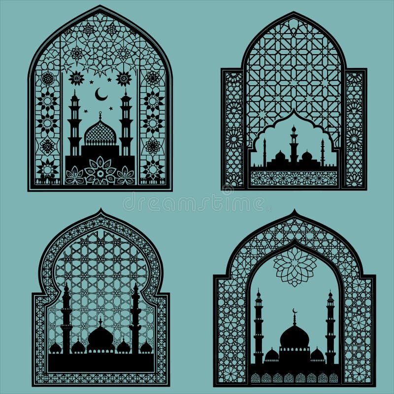 Silhouette of Window with Three Parts and Sides Lines. Gobo Mask Stock ...