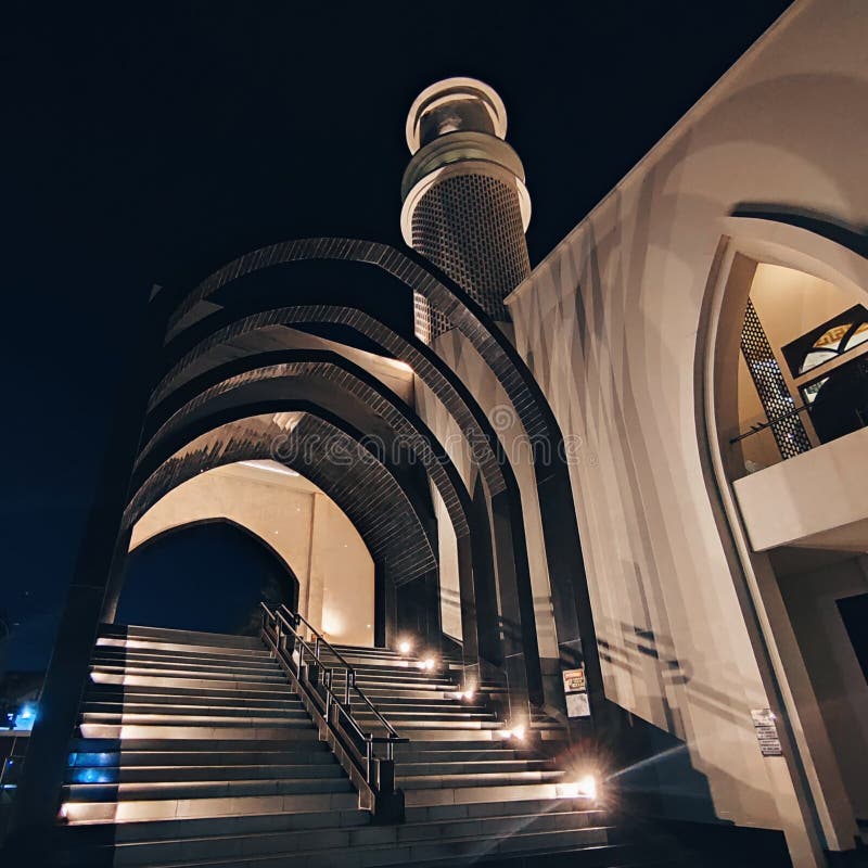 Islamic Mosque Exterior Building at the Night Stock Photo - Image of ...
