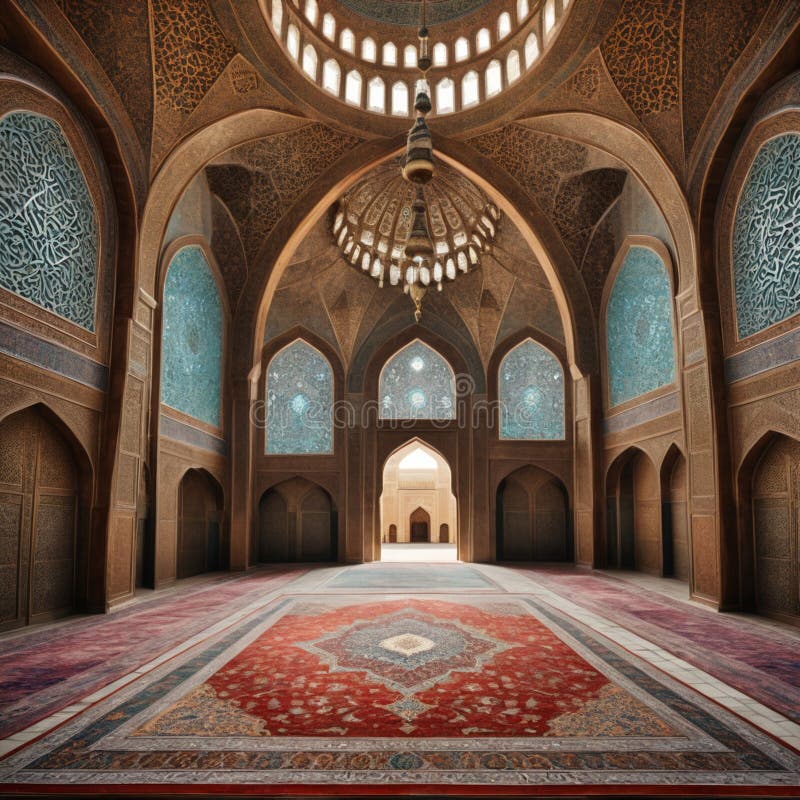 Islamic Mosque Interior Design Stock Illustration - Illustration of ...