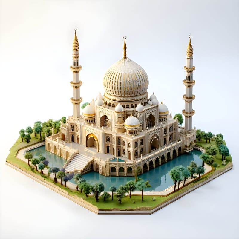 Islamic Mosque in Isometric View, 3d Render Illustration Stock ...