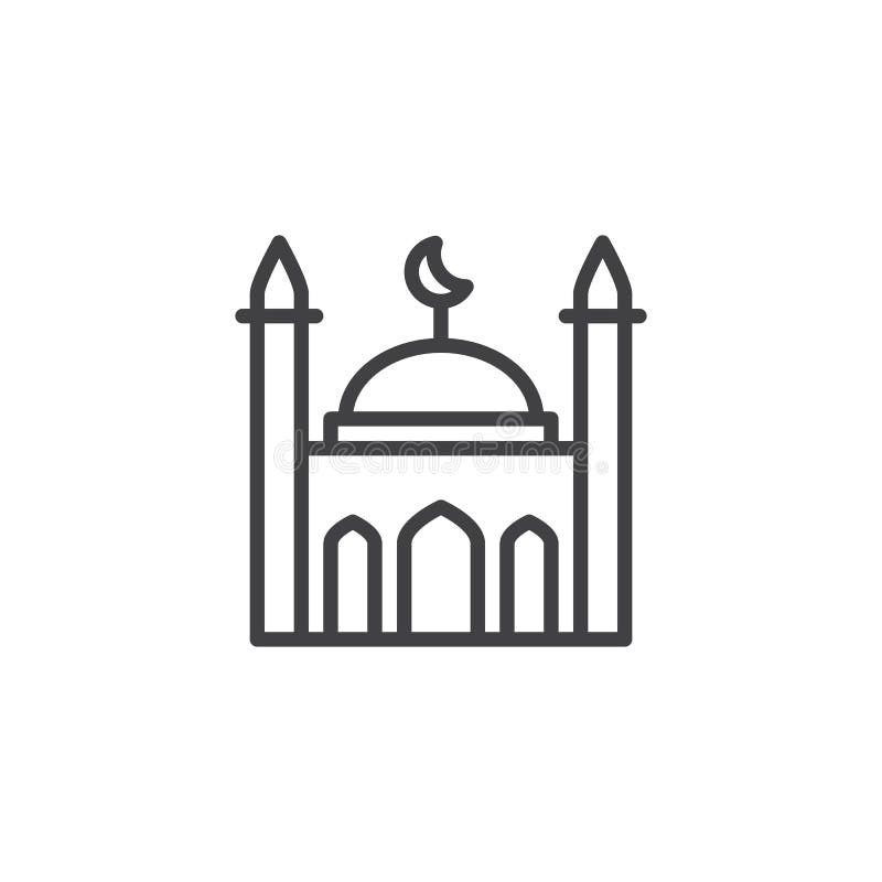 Mosque Line Icon, Outline Vector Sign, Linear Style Pictogram Isolated ...