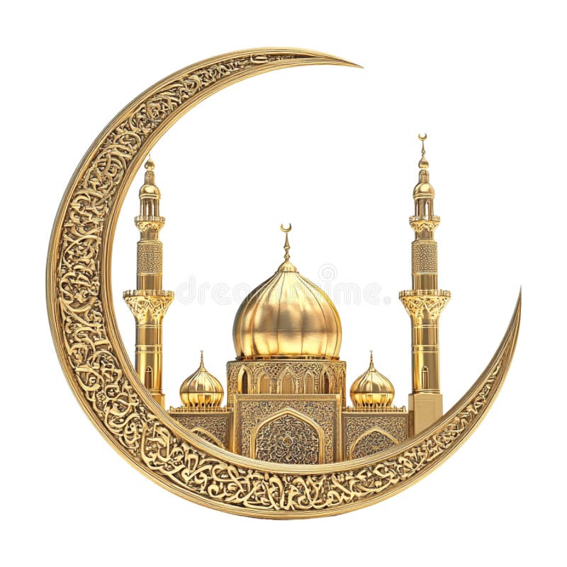 Islamic Mosque in a Moon Ramadan Concept on Transparent Background - Ai ...