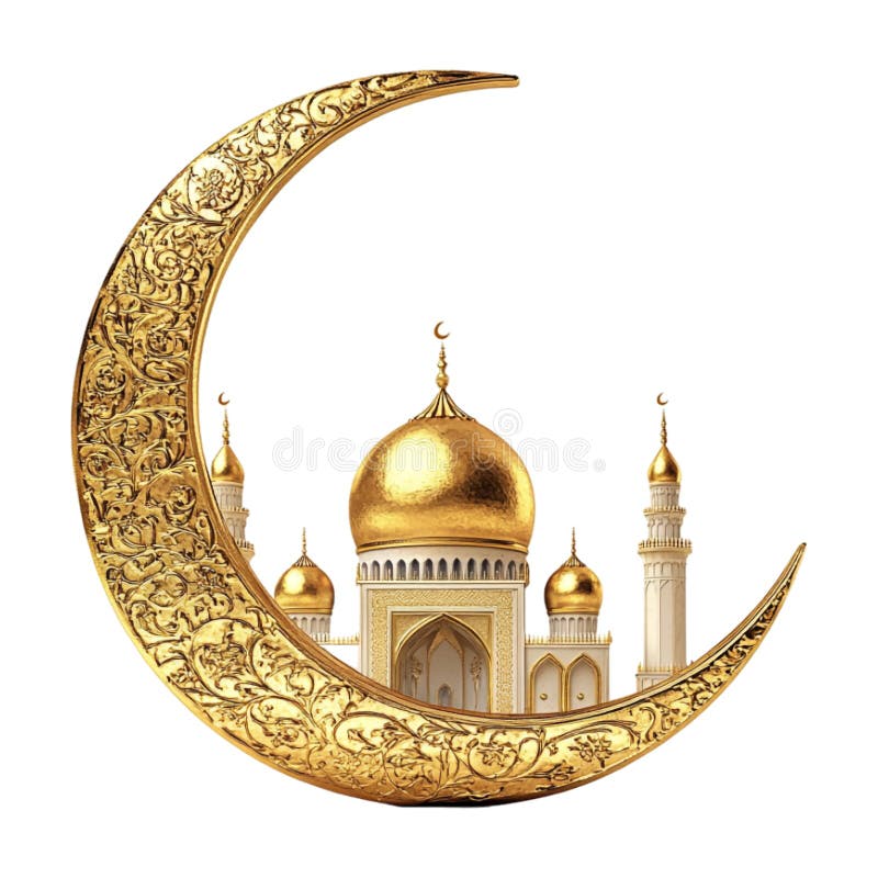 Islamic Mosque in a Moon Ramadan Concept on Transparent Background - Ai ...