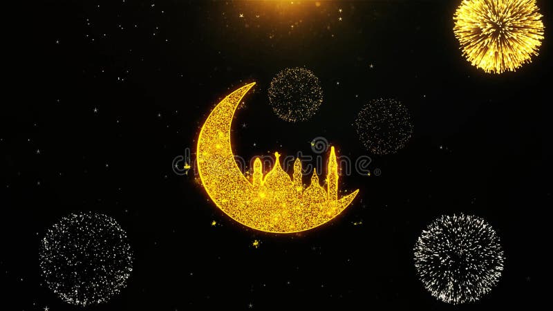 Islamic Mosque Moon Ramadan Icon on Firework Display Explosion ...