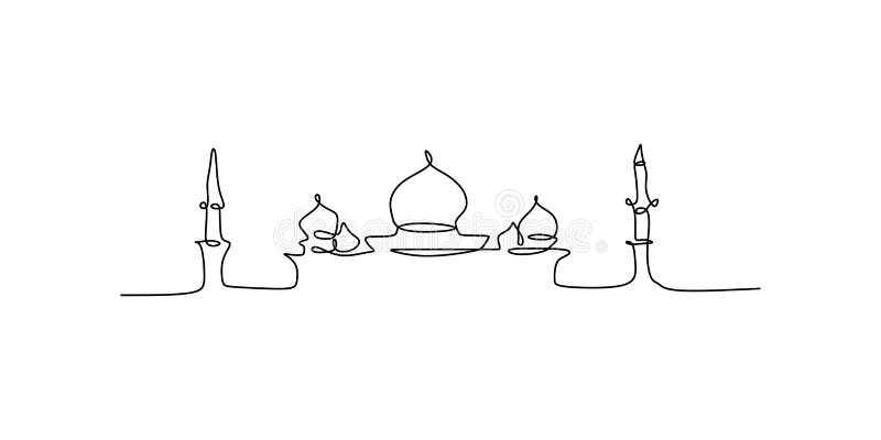 Islamic Mosque One Line Drawing Vector Illustration Minimalist Design ...