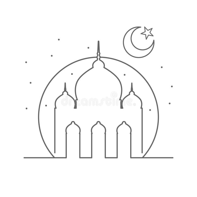 Islamic Mosque Outline Illustration Symbol Design Stock Vector ...