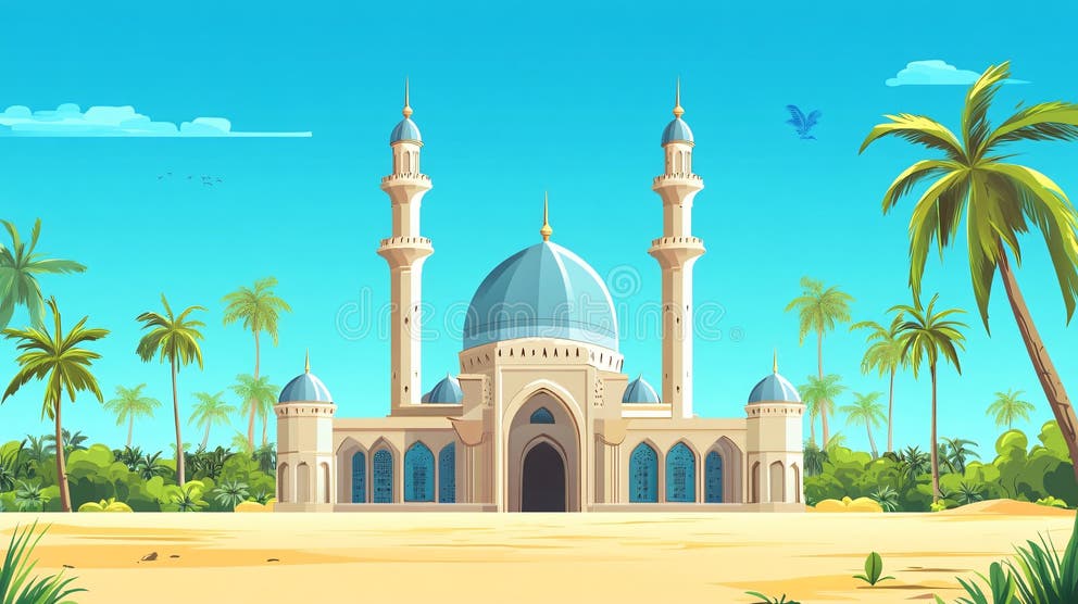 Islamic Mosque Vector in Mexican Style: Traditional Architecture ...