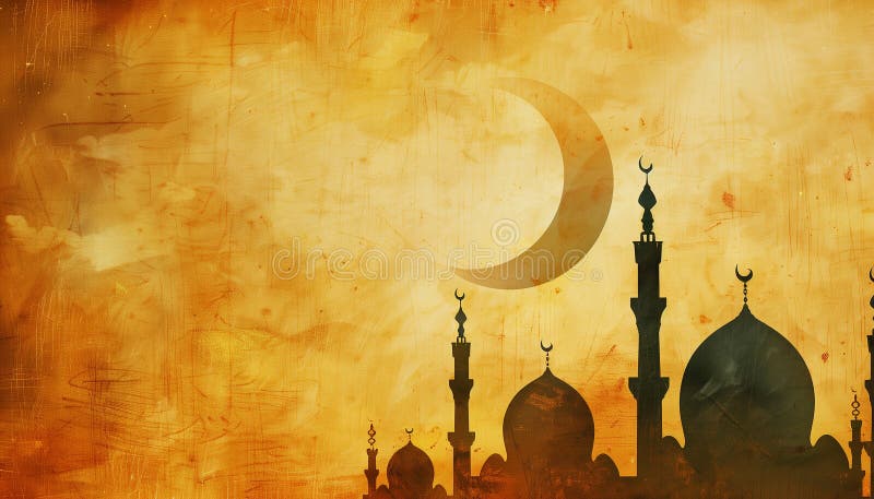 Islamic Mosque on Yellow. AI Generated. Stock Illustration ...