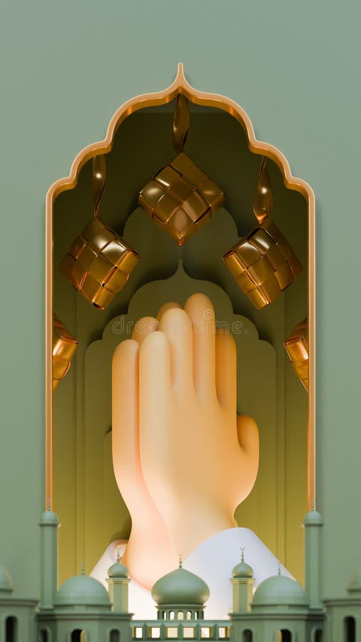 Islamic Namaste Hand Gesture 3D Illutration Stock Illustration ...