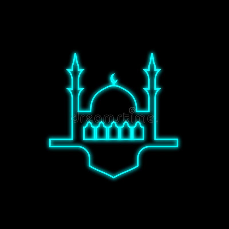 Islamic Neon Mosque Element Stock Illustration - Illustration of islam ...