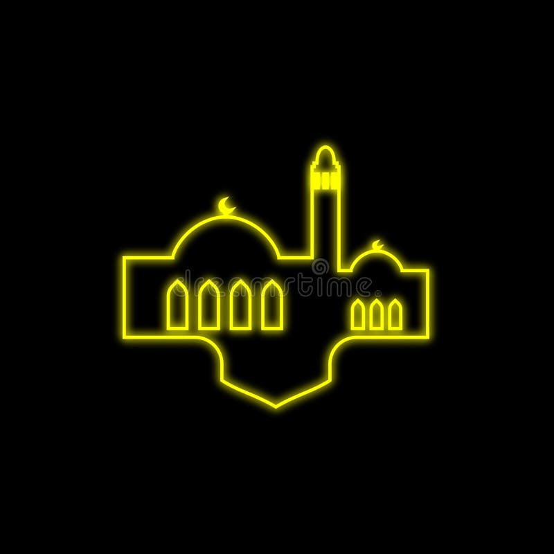 Islamic Neon Mosque Element Stock Illustration - Illustration of neon ...