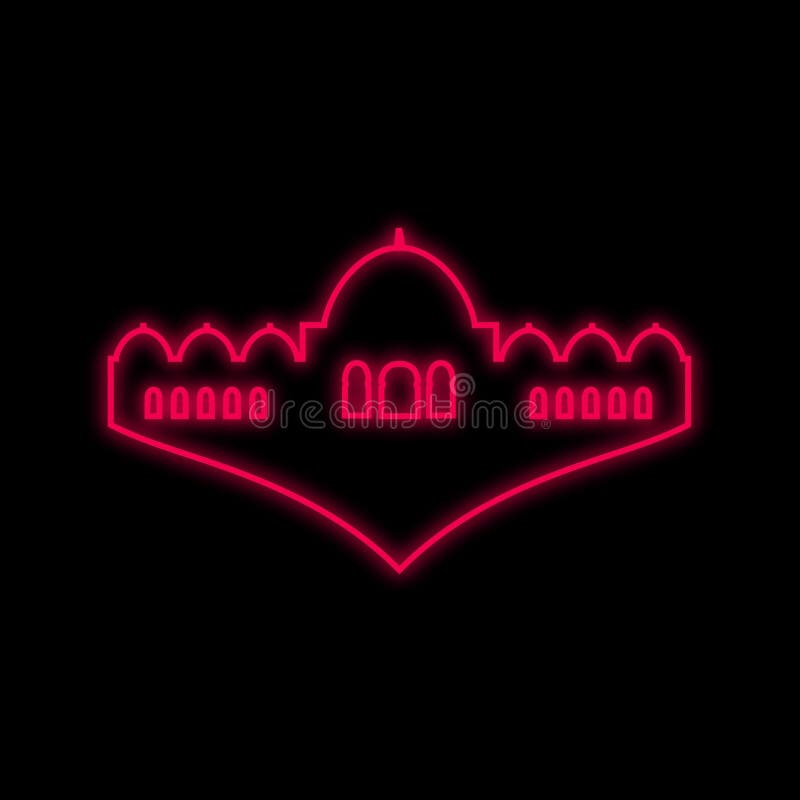 Islamic Neon Mosque stock illustration. Illustration of glow - 301432794