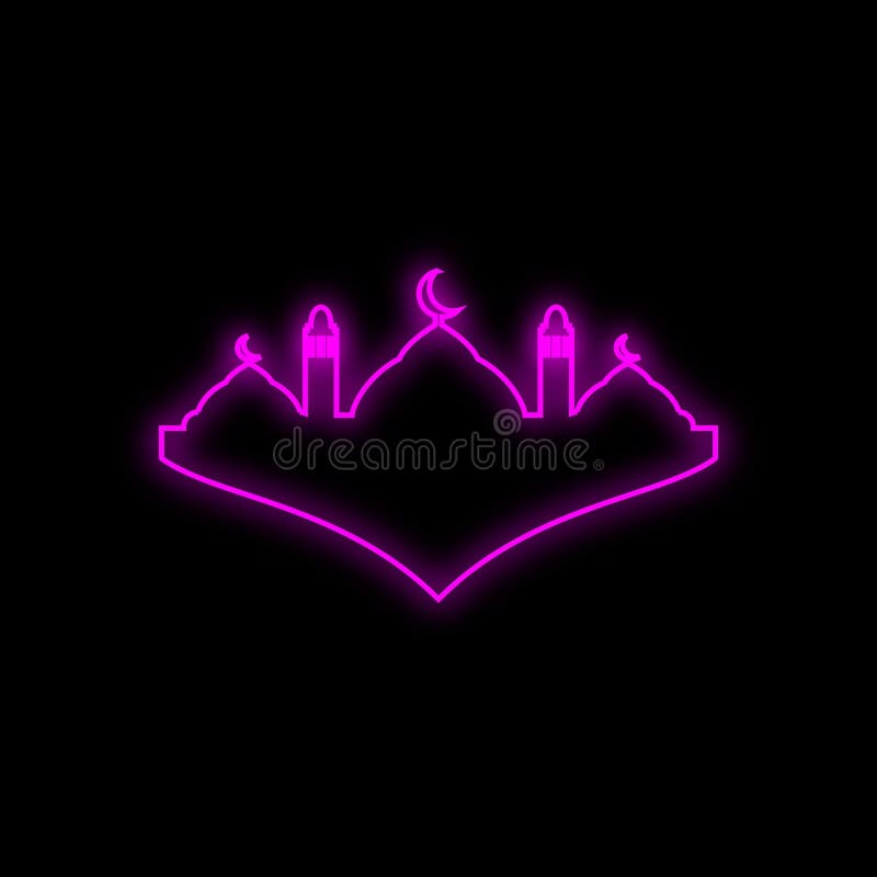 Islamic Neon Mosque stock illustration. Illustration of night - 301432798