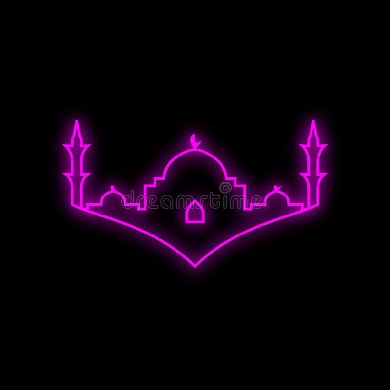 Islamic Neon Mosque stock illustration. Illustration of religion ...