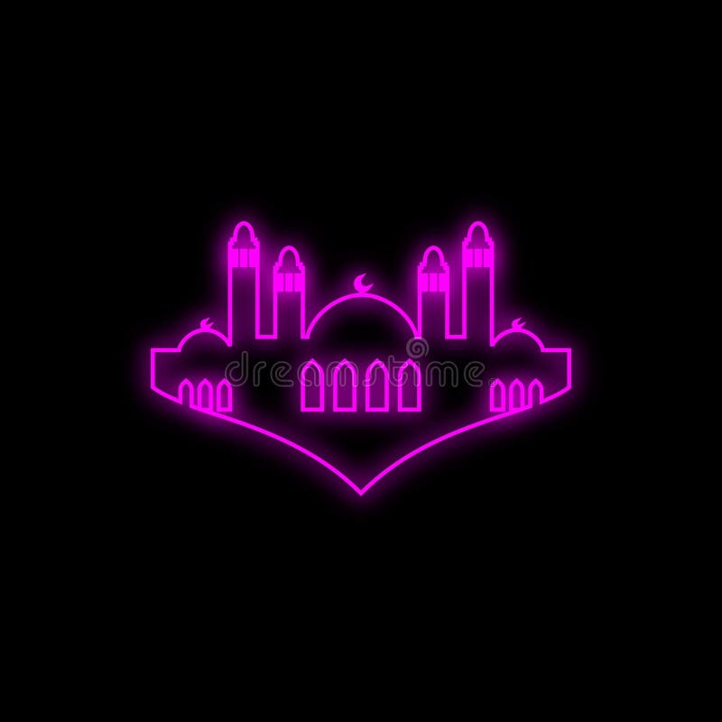 Islamic Neon Mosque stock illustration. Illustration of sign - 301432830