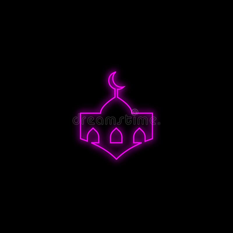 Islamic Neon Mosque stock illustration. Illustration of poster - 301432706