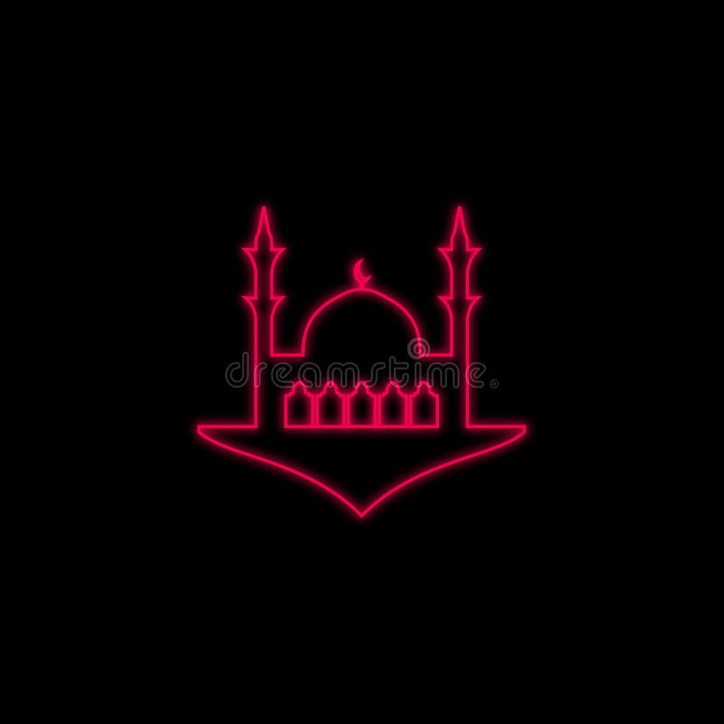 Islamic Neon Mosque stock illustration. Illustration of glow - 301432736