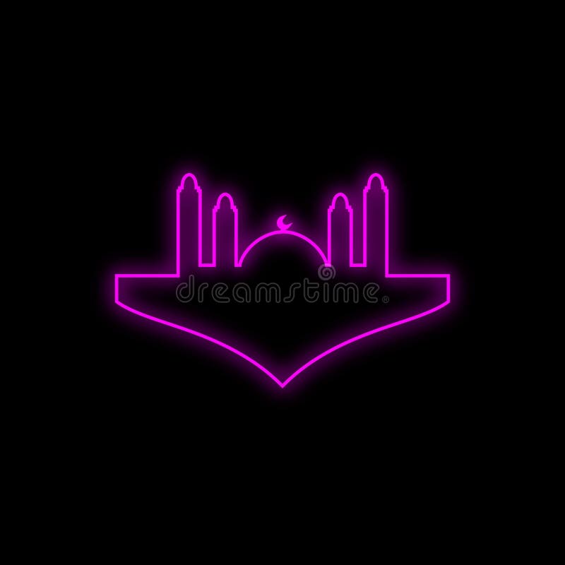 Islamic Neon Mosque stock illustration. Illustration of islamic - 301432770