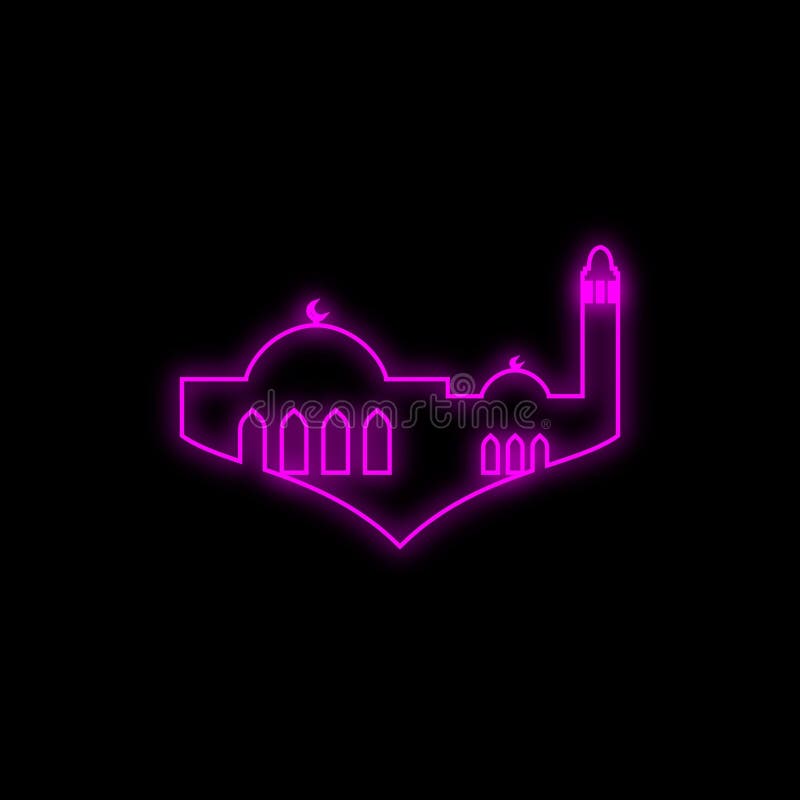 Islamic Neon Mosque stock illustration. Illustration of islamic - 301432783