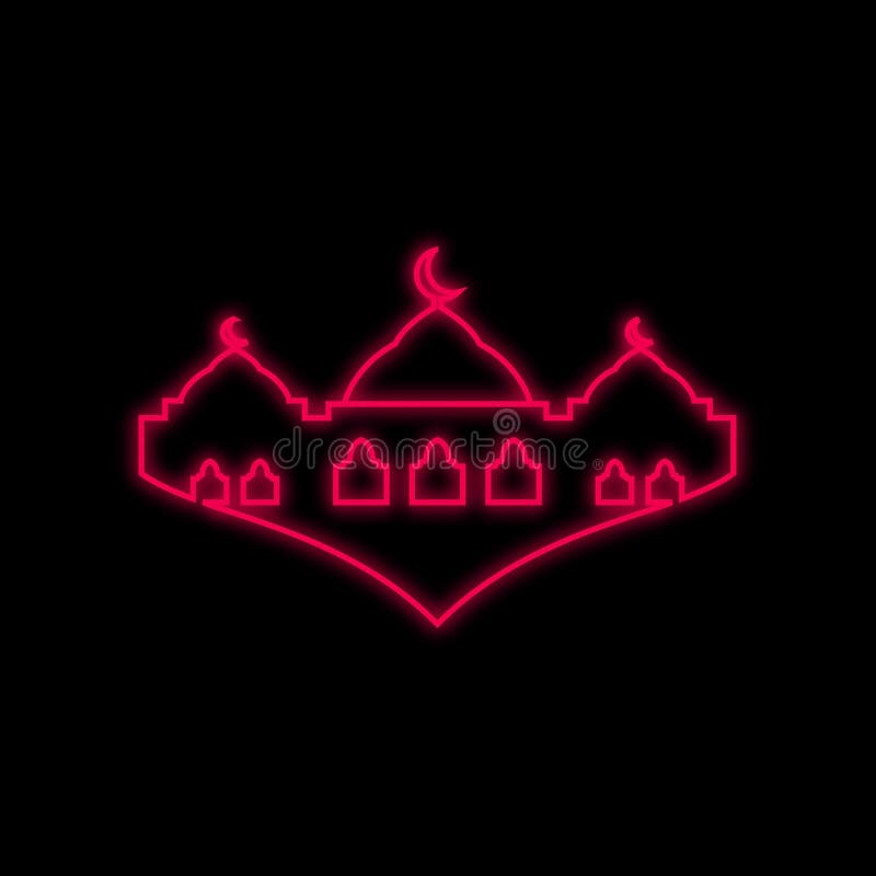 Islamic Neon Mosque stock illustration. Illustration of element - 301432786