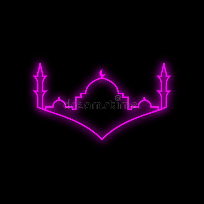 Islamic Neon Mosque stock illustration. Illustration of glow - 301432805