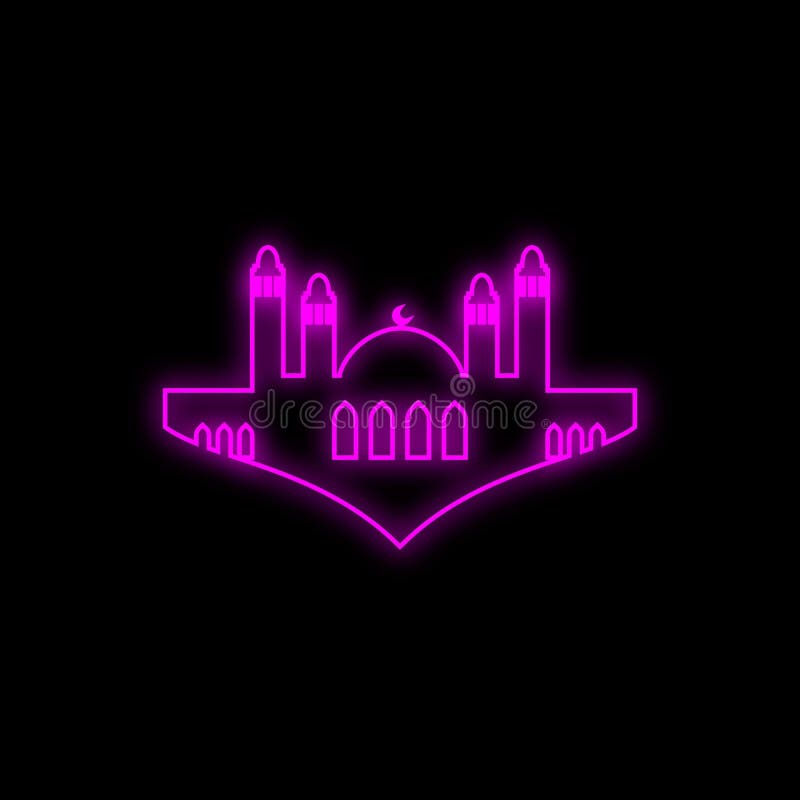 Islamic Neon Mosque stock illustration. Illustration of glow - 301432823