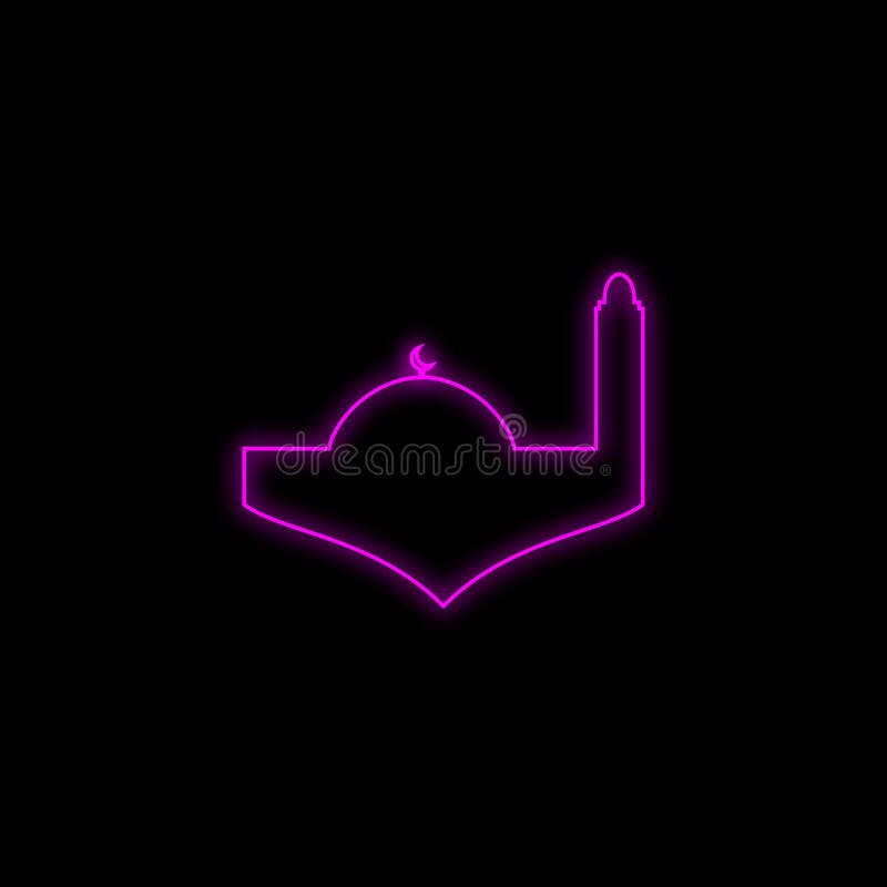 Islamic Neon Mosque stock illustration. Illustration of glow - 301432709