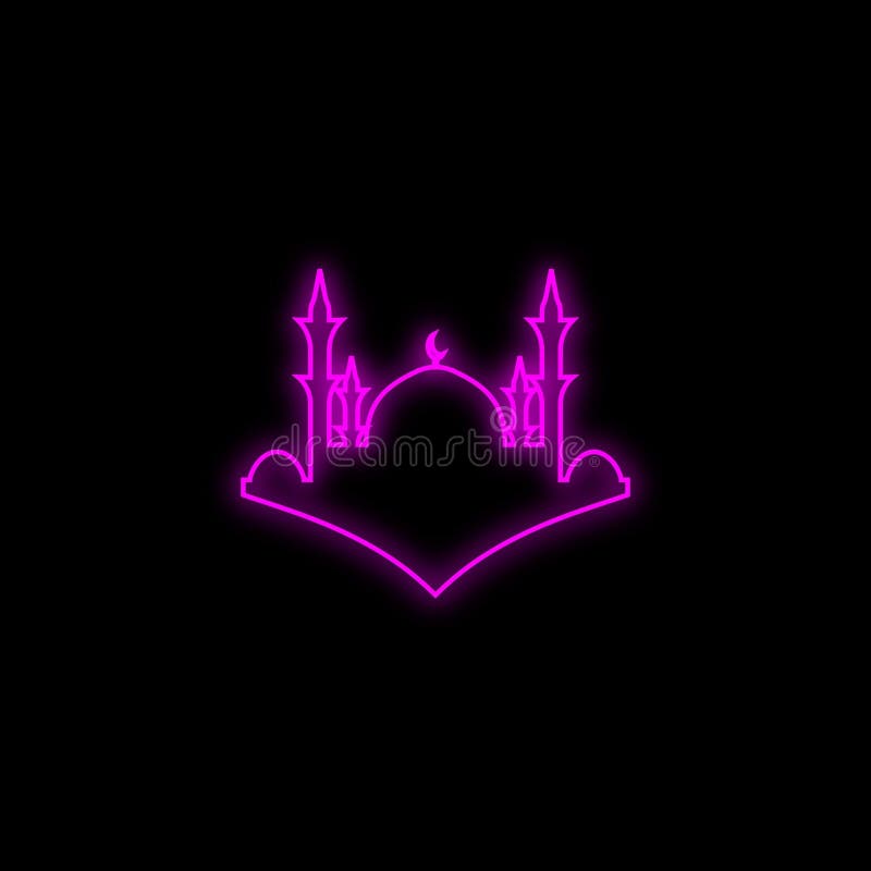 Islamic Neon Mosque stock illustration. Illustration of sign - 301432765