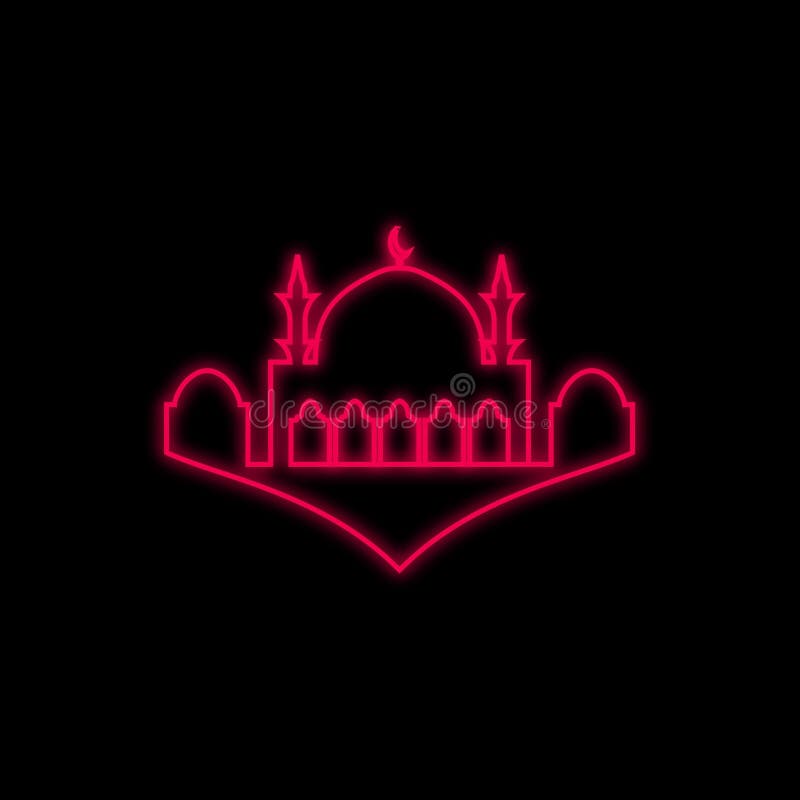 Islamic Neon Mosque stock illustration. Illustration of typography ...