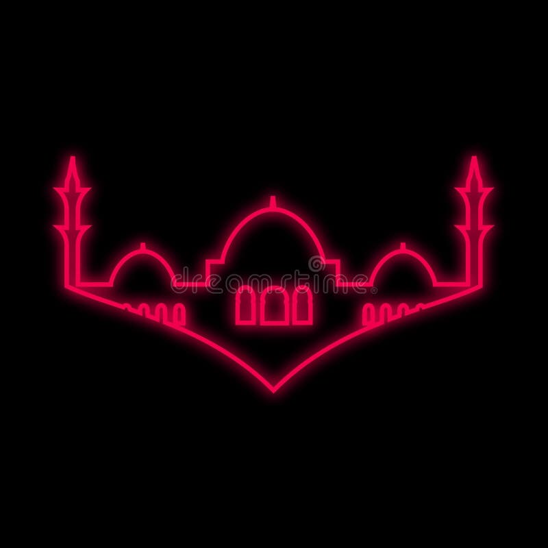 Islamic Neon Mosque stock illustration. Illustration of wall - 301432808