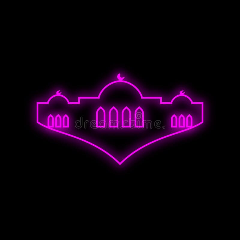 Islamic Neon Mosque stock illustration. Illustration of night - 301432827