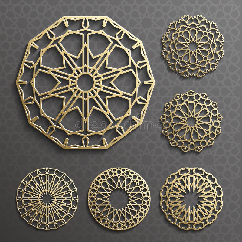 Islamic Ornament Vector , Persian Motiff . 3d Ramadan Round Pattern ...