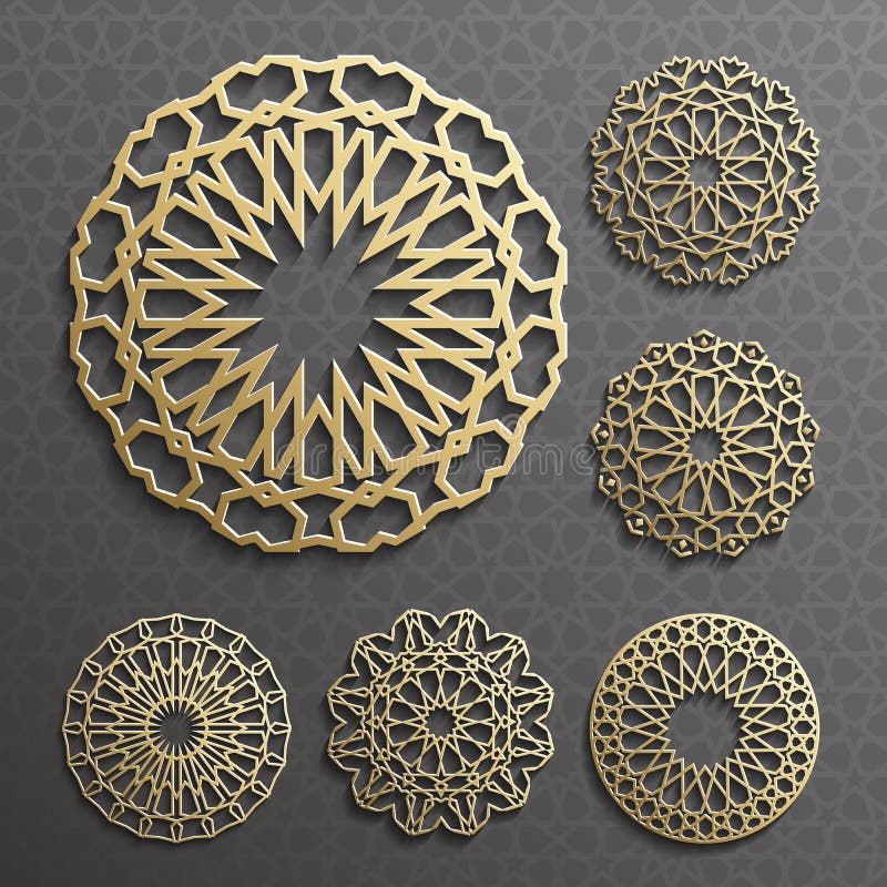 Islamic Ornament Vector , Persian Motiff . 3d Ramadan Round Pattern ...