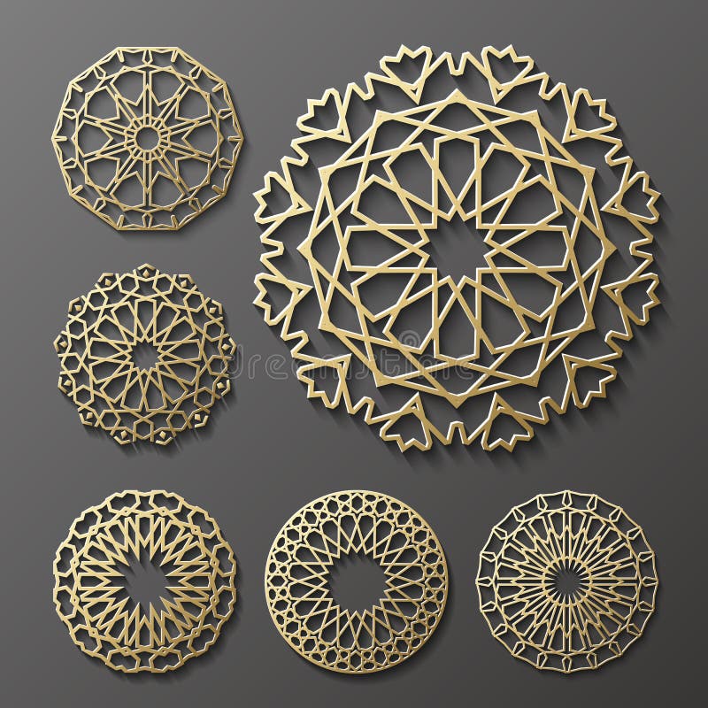 Islamic Ornament Vector , Persian Motiff . 3d Ramadan Round Pattern ...
