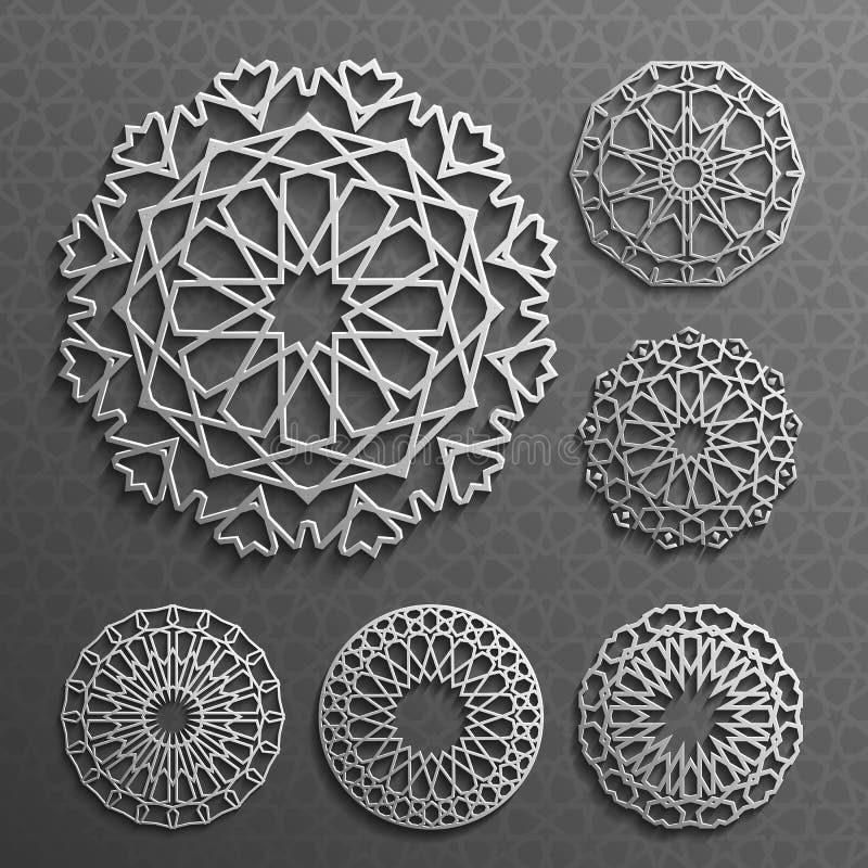 Islamic Ornament Vector , Persian Motiff . 3d Ramadan Round Pattern ...