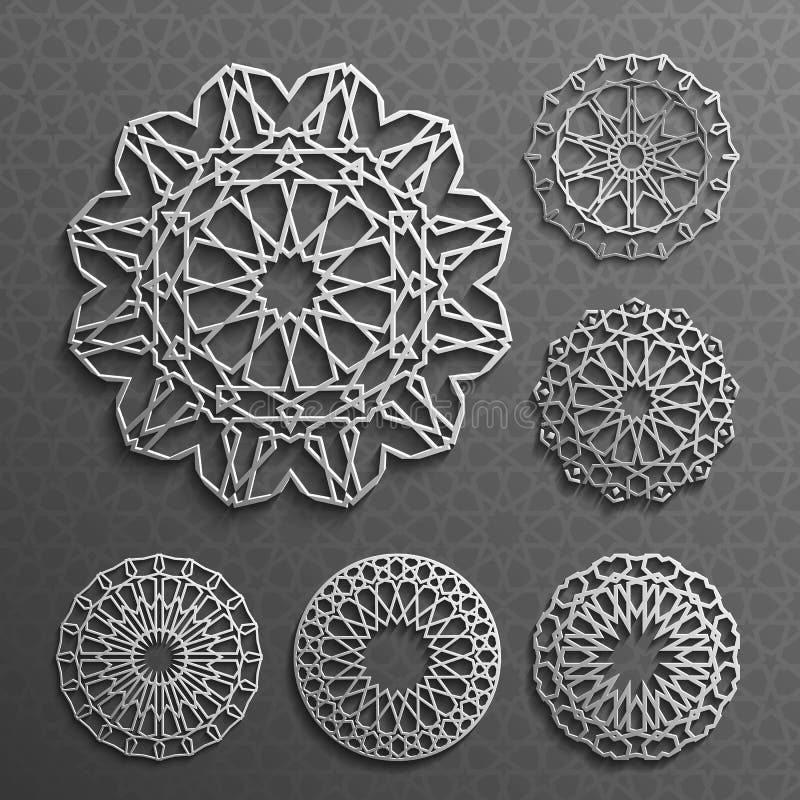 Islamic Ornament Vector , Persian Motiff . 3d Ramadan Round Pattern ...