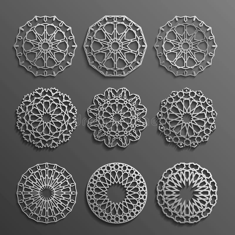 Islamic Ornament Vector , Persian Motiff . 3d Ramadan Round Pattern ...
