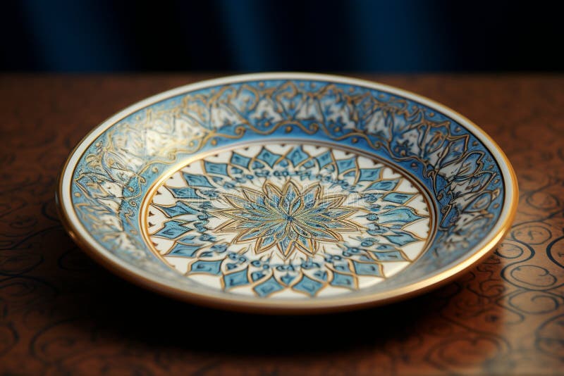 Islamic Pattern on a Ceramic Plate Adding Na. Generative Ai Stock ...