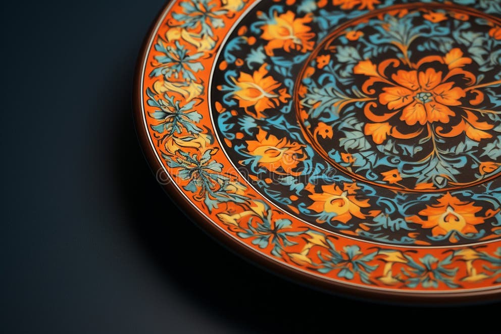 Islamic Pattern on a Ceramic Plate Adding Na. Generative Ai Stock ...
