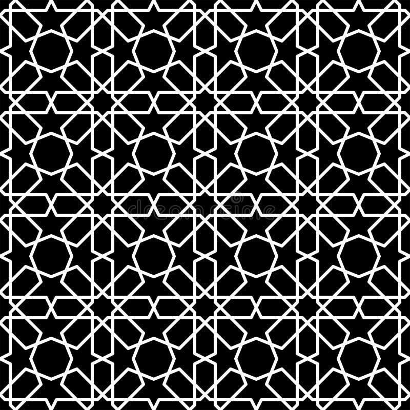 Seamless Islamic Pattern Black and White Vector Illustration Stock ...