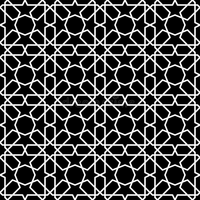 Seamless Islamic Pattern Black and White Vector Illustration Stock ...