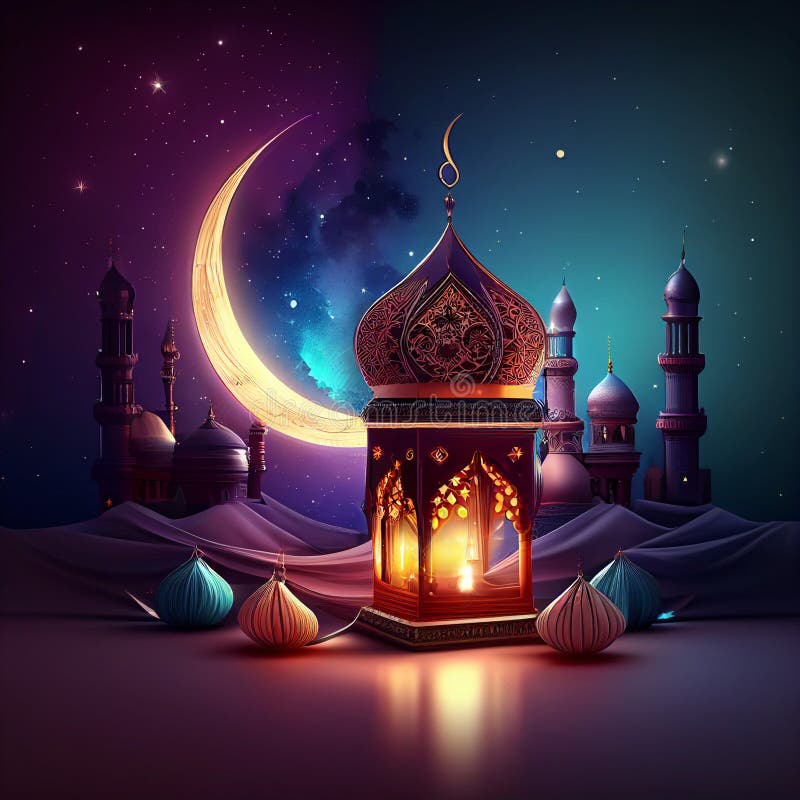 Islamic Ramadan Background with Lamp Generated with Ai Tools Stock ...