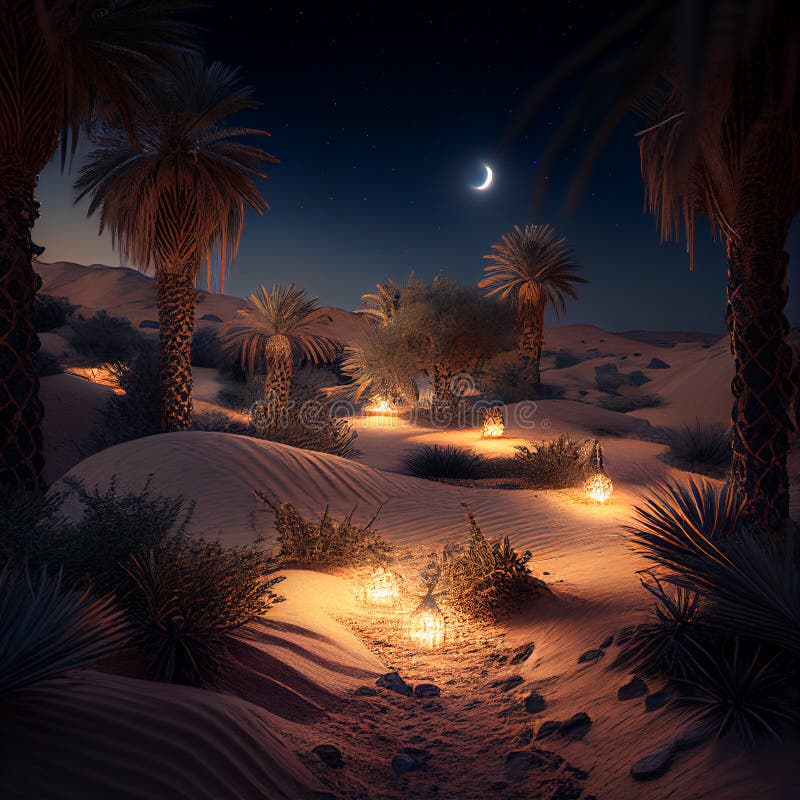 Islamic Ramadan Background with Lamp Generated with Ai Tools Stock ...