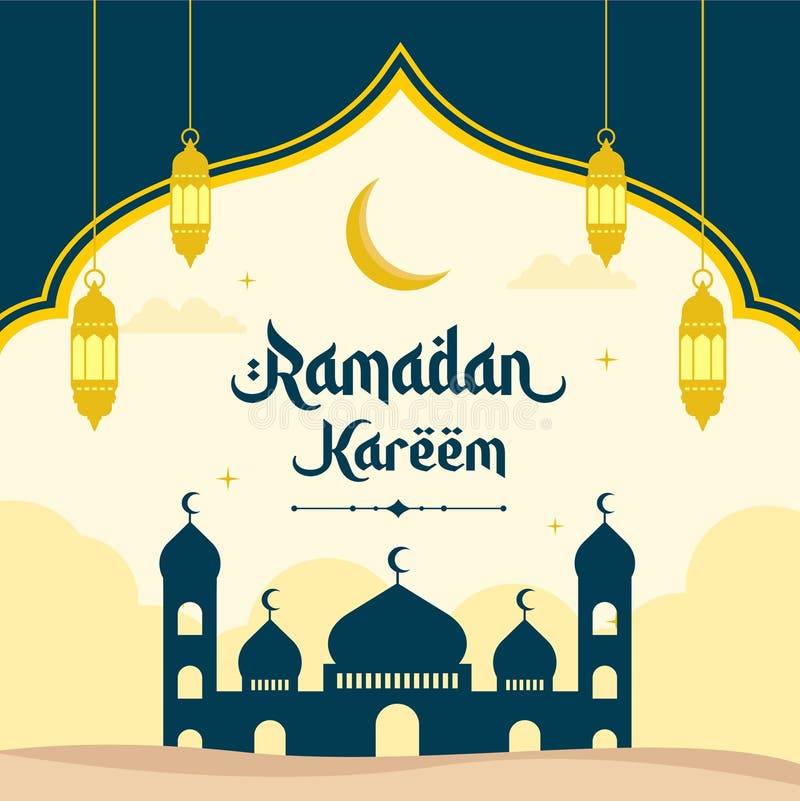 Islamic Ramadan Celebration Square Template Poster Design with Mosque ...