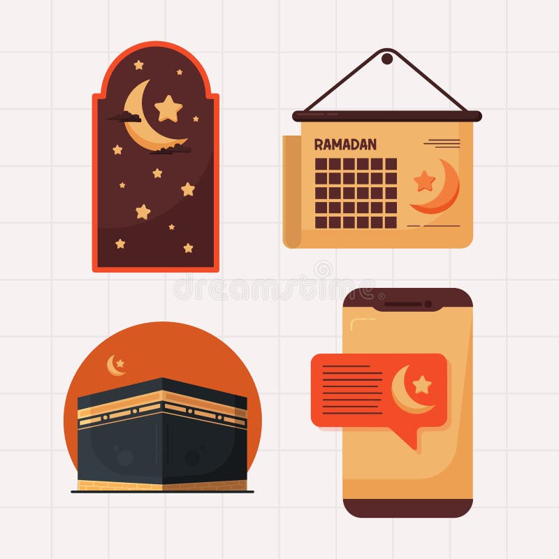 Islamic Ramadan Element Collections in Flat Illustration Stock Vector ...